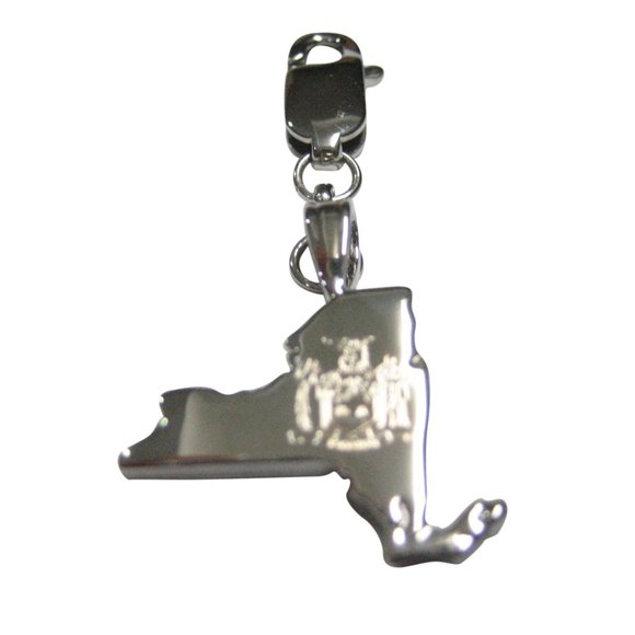 Kiola Designs | Accessories | New York State Map Shape Flag Zipper Pull ...